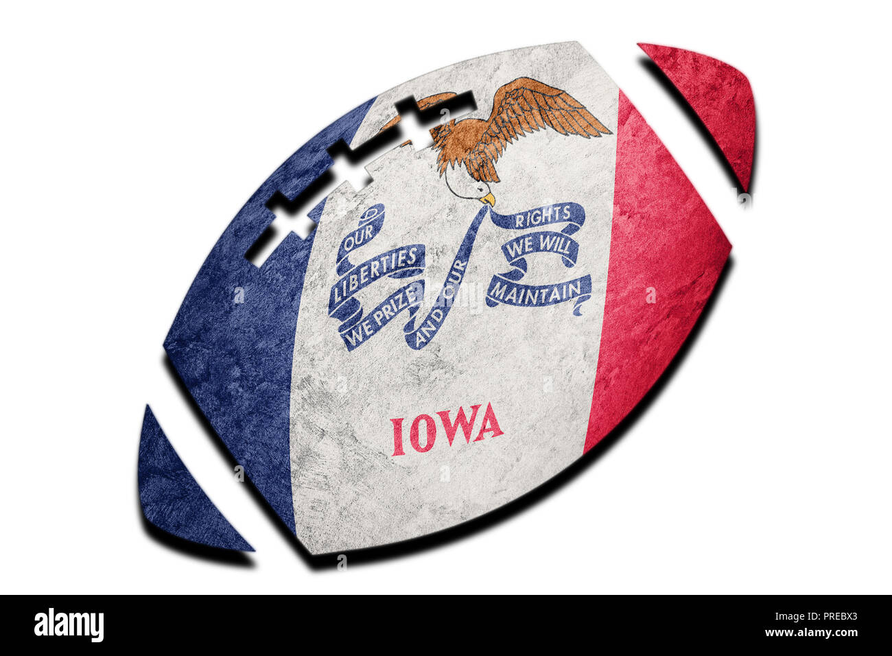 Rugby ball Iowa state flag. Iowa flag background Rugby ball Stock Photo ...