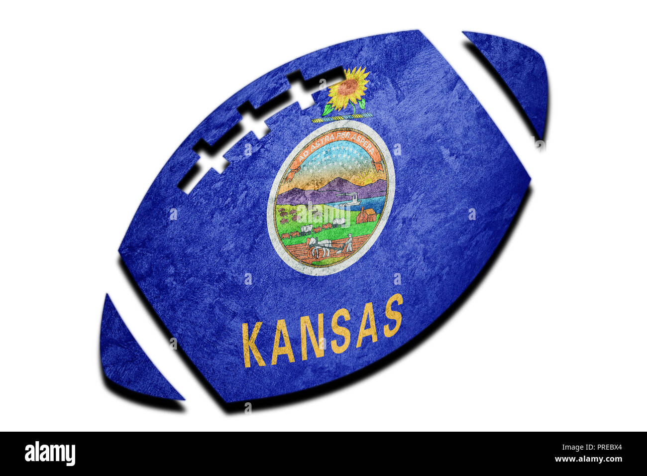 Rugby ball Kansas state flag. Kansas flag background Rugby ball Stock ...
