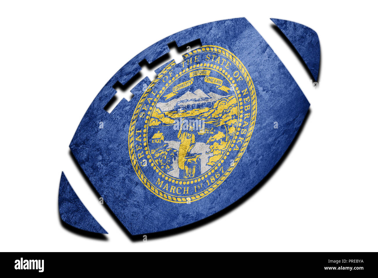 Rugby ball Nebraska state flag. Nebraska flag background Rugby ball ...