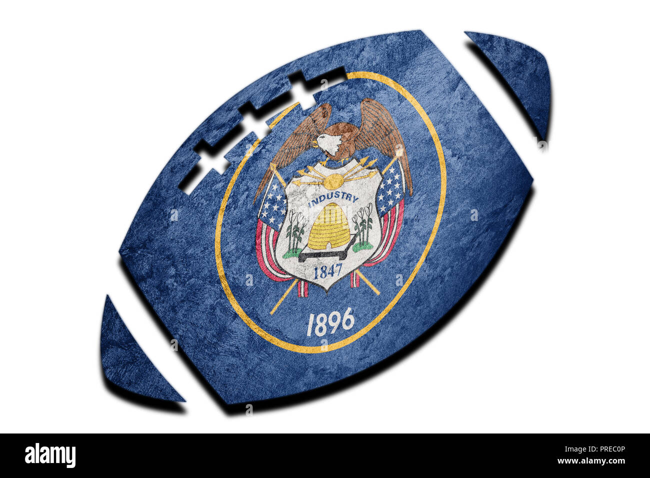 Rugby ball Utah state flag. Utah flag background Rugby ball Stock Photo ...