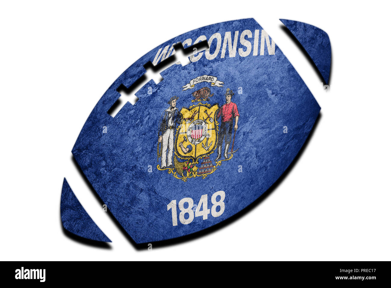 Rugby ball Wisconsin state flag. Wisconsin flag background Rugby ball ...