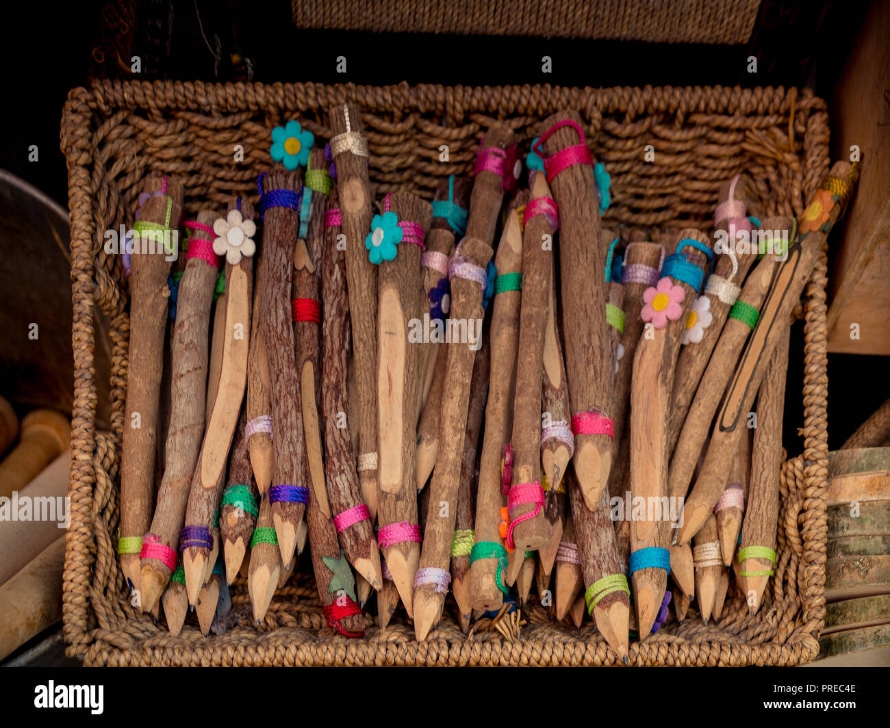 Color pencil made from real stick wood Stock Photo - Alamy