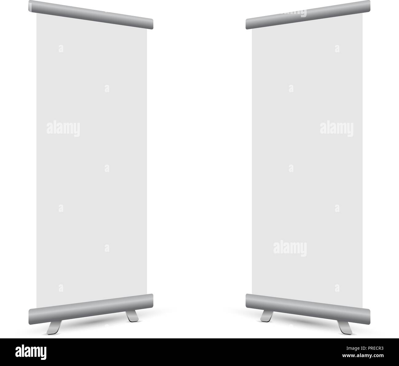 Perspective roll up banner business isolated on white background, stock ...