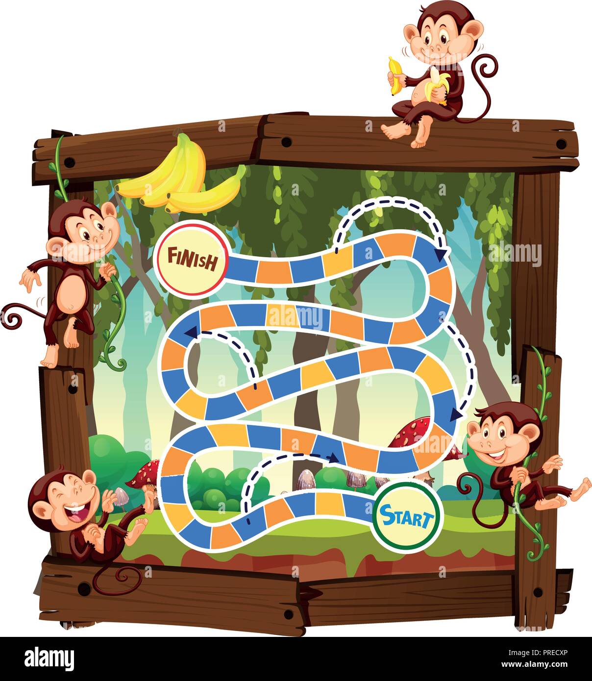 Monkey in jungle board game illustration Stock Vector Image & Art - Alamy