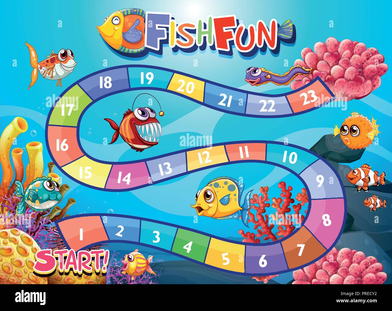 Underwater fish board game template illustration Stock Vector Image ...