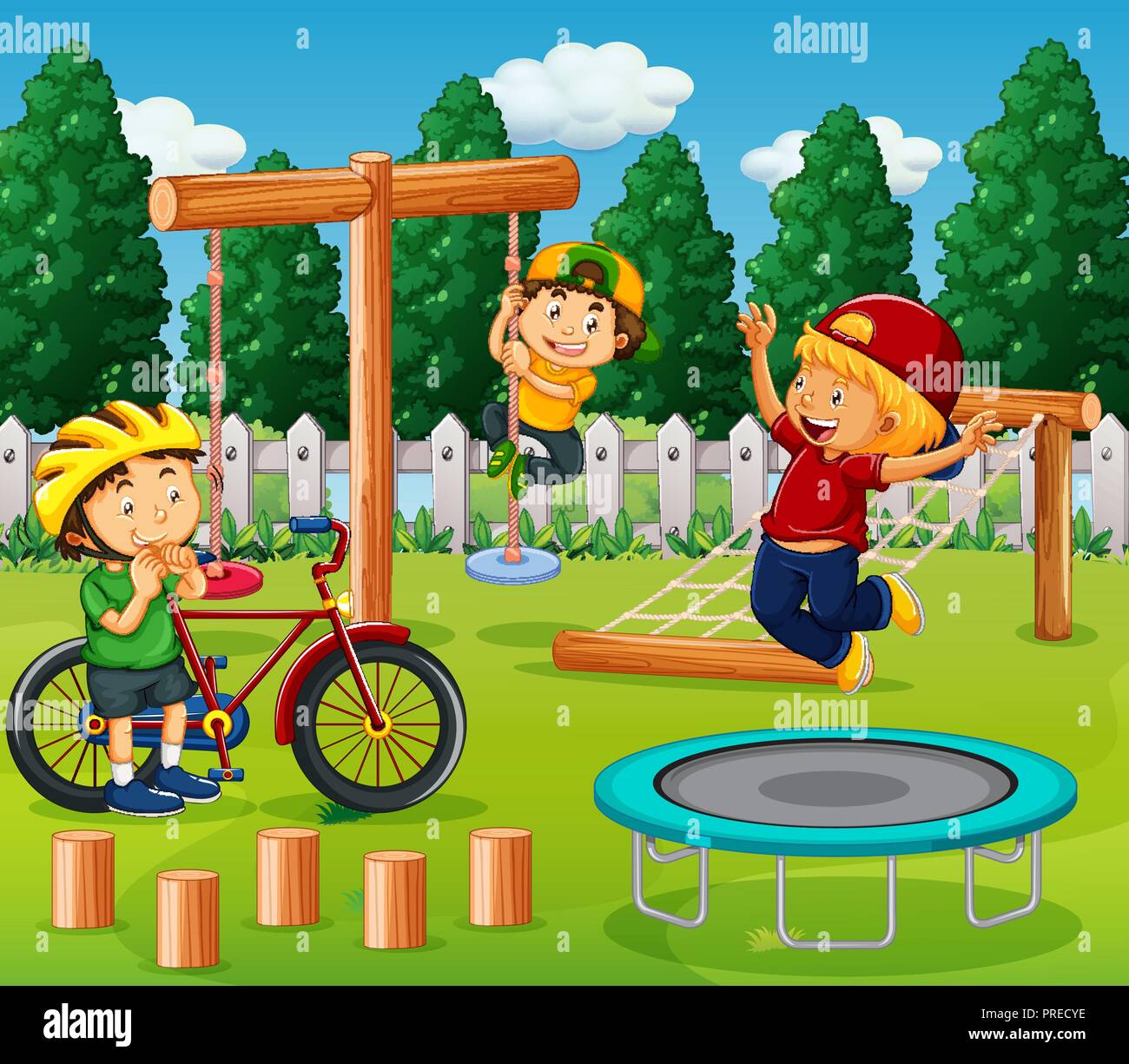 Boys playing at playground illustration Stock Vector Image & Art - Alamy
