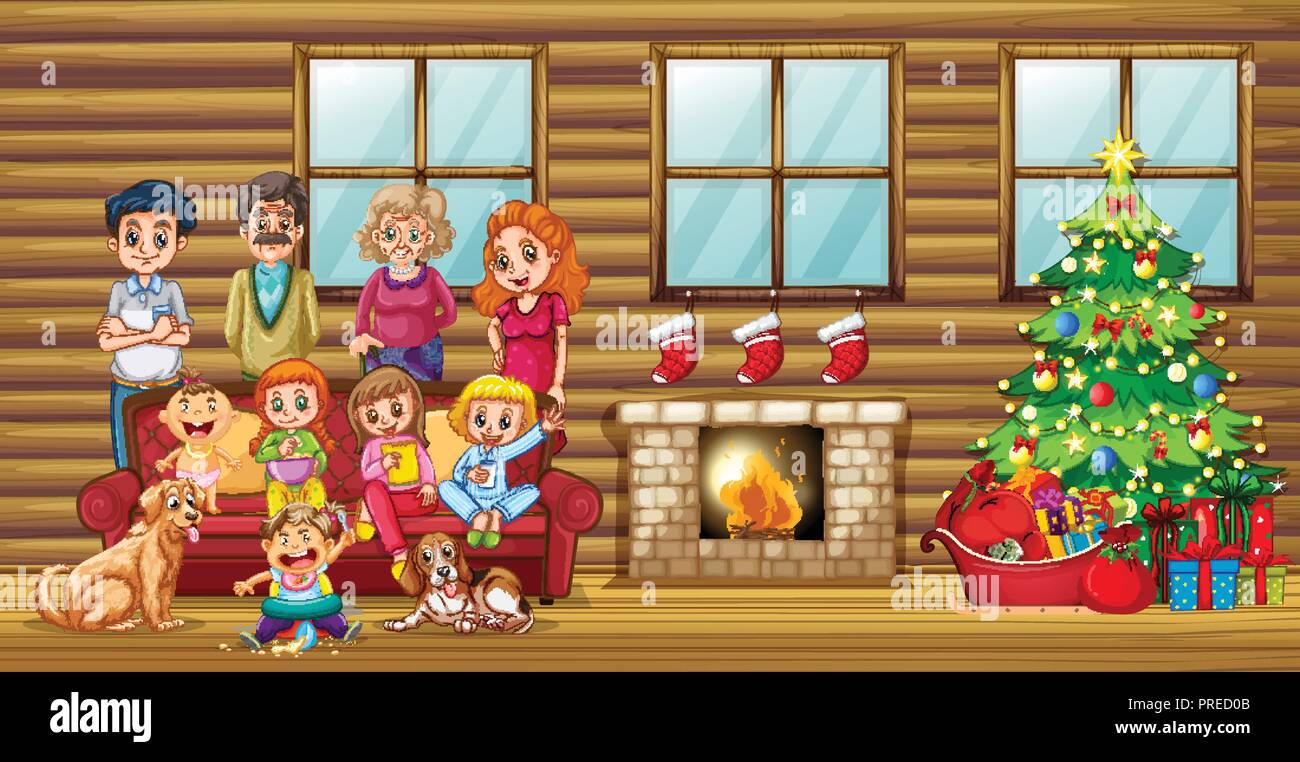 Living room graphic christmas Stock Vector Images - Alamy