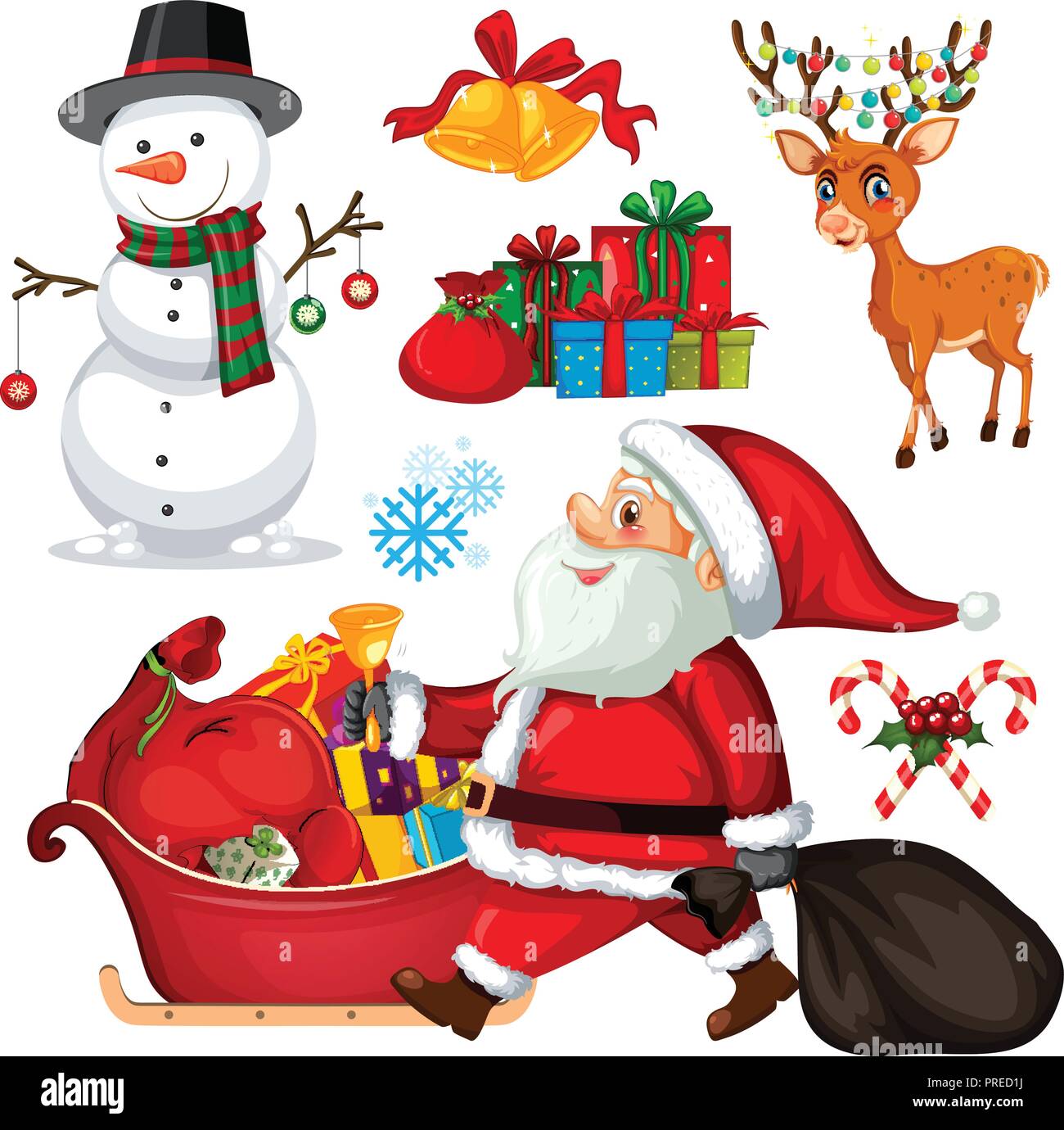 Christmas bells set happy Cut Out Stock Images & Pictures - Alamy