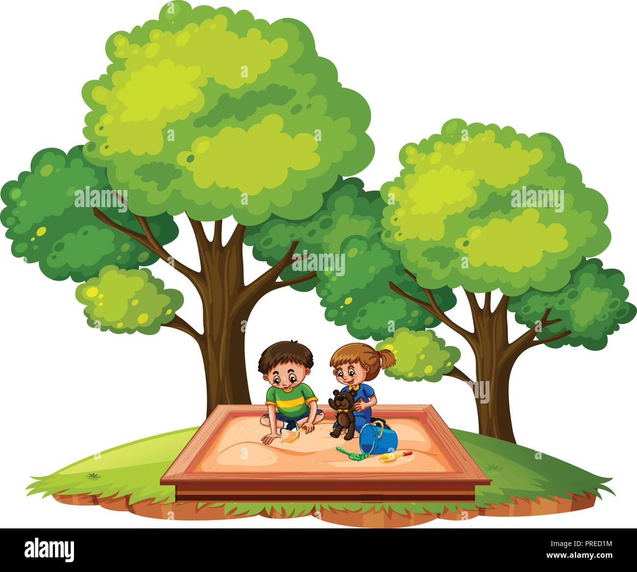 Boy bucket shovel playing Stock Vector Images - Alamy
