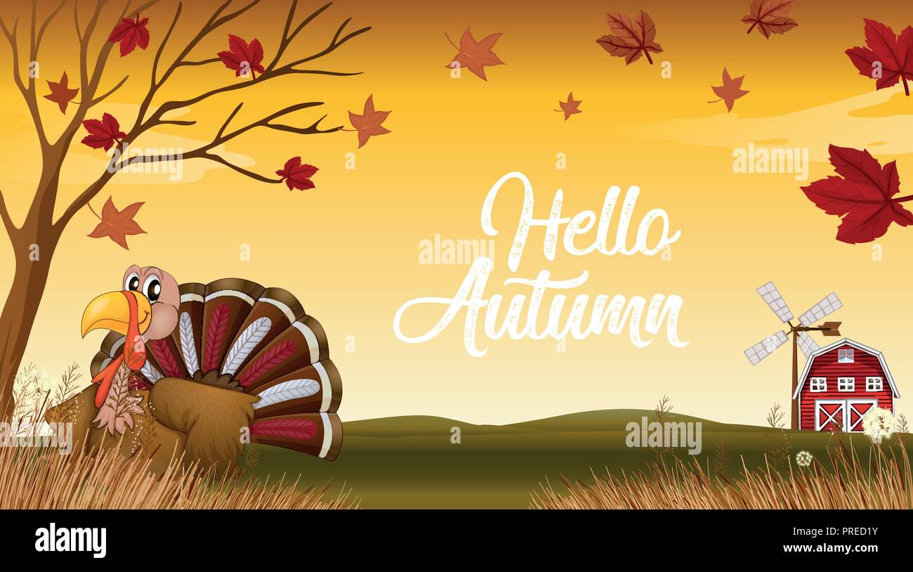 Hello autumn thanks giving card illustration Stock Vector Image & Art ...