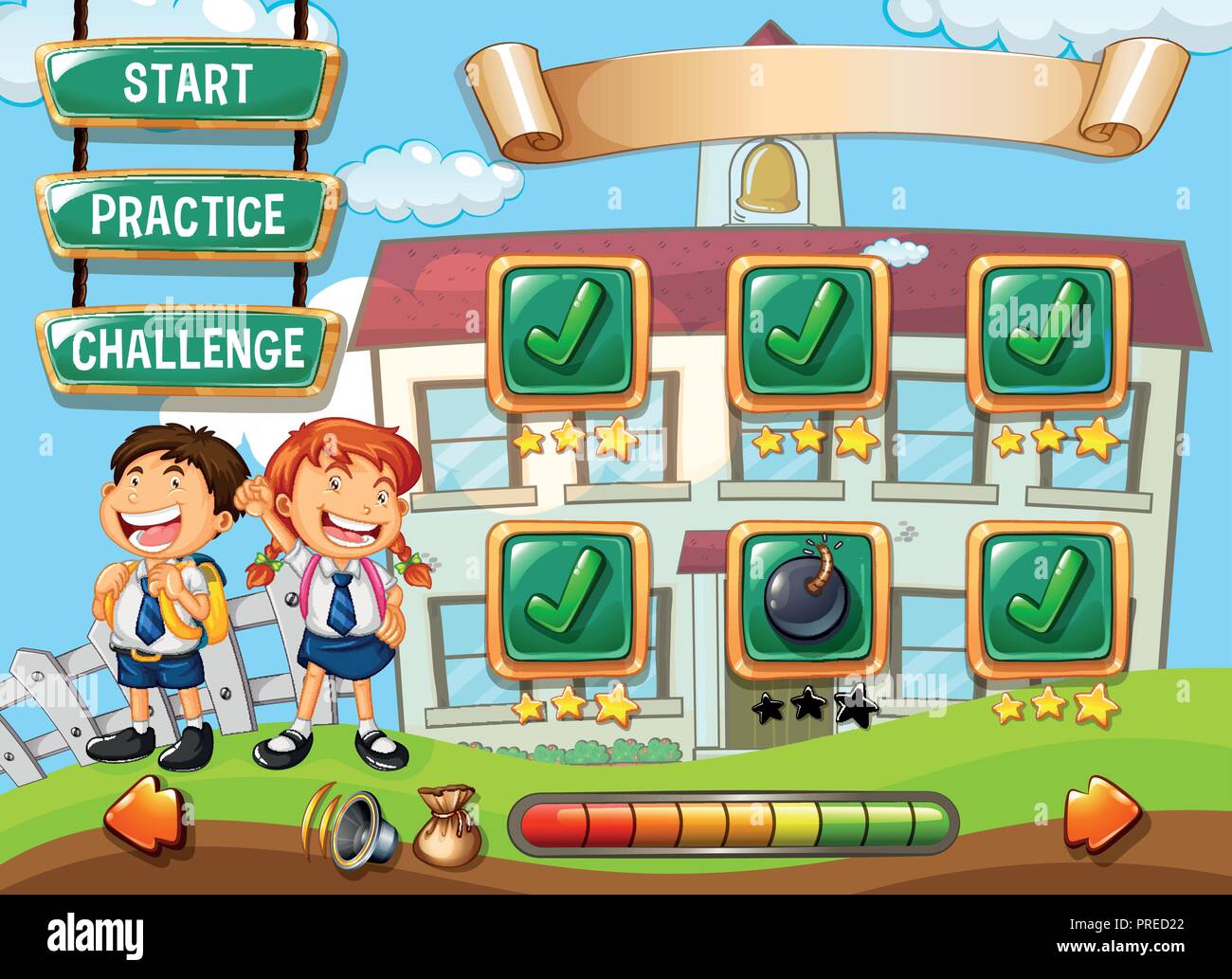 Student at school game template illustration Stock Vector Image & Art ...