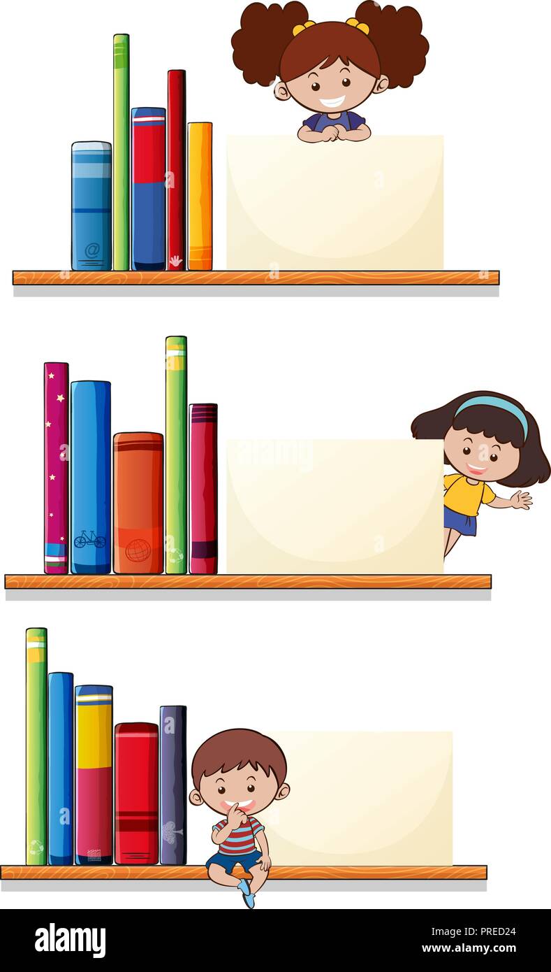 Flat children and blank paper template illustration Stock Vector Image ...