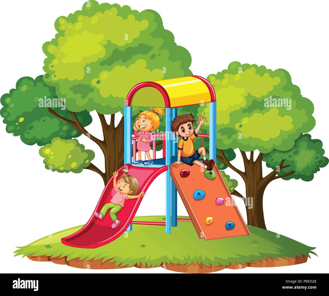 Children play slide at playground illustration Stock Vector Image & Art ...