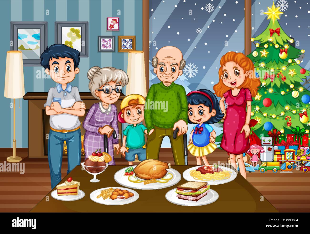 Big Family Dinner Clipart