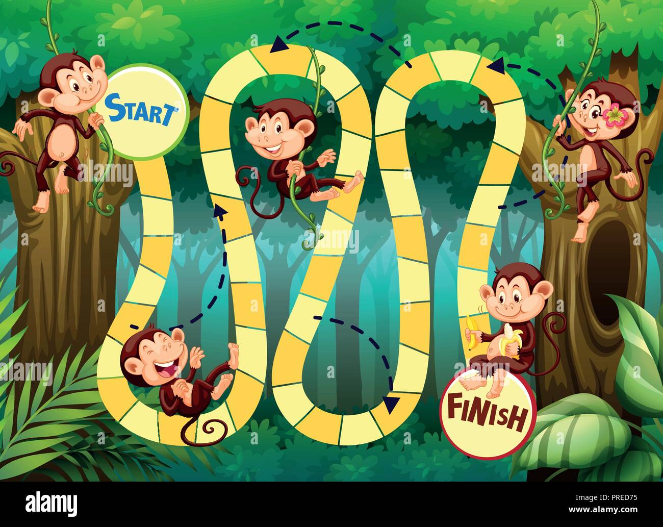 Happy monkey board game template illustration Stock Vector Image & Art ...