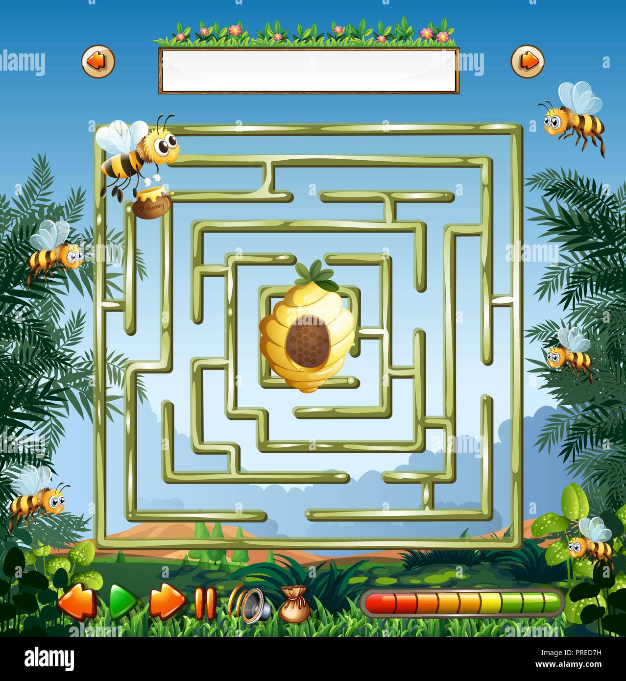 Bee maze game template illustration Stock Vector Image & Art - Alamy