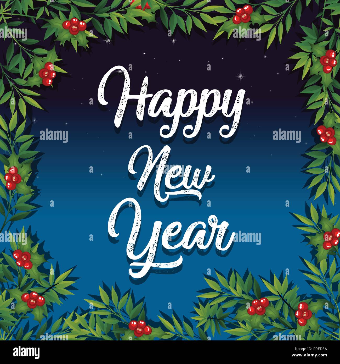 Happy New year mistletoe card illustration Stock Vector Image & Art - Alamy