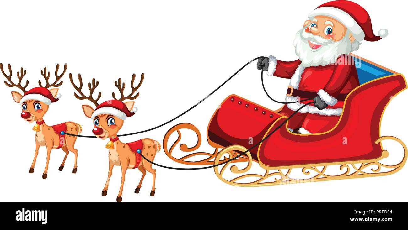 Santa claus riding sleigh illustration Stock Vector Image & Art - Alamy