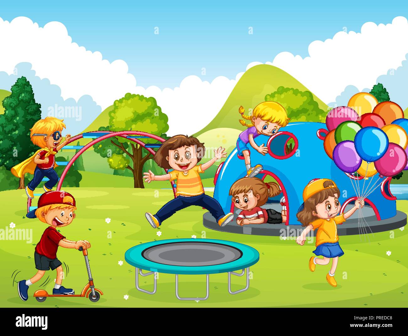 Kids playing in playground illustration Stock Vector Image & Art - Alamy
