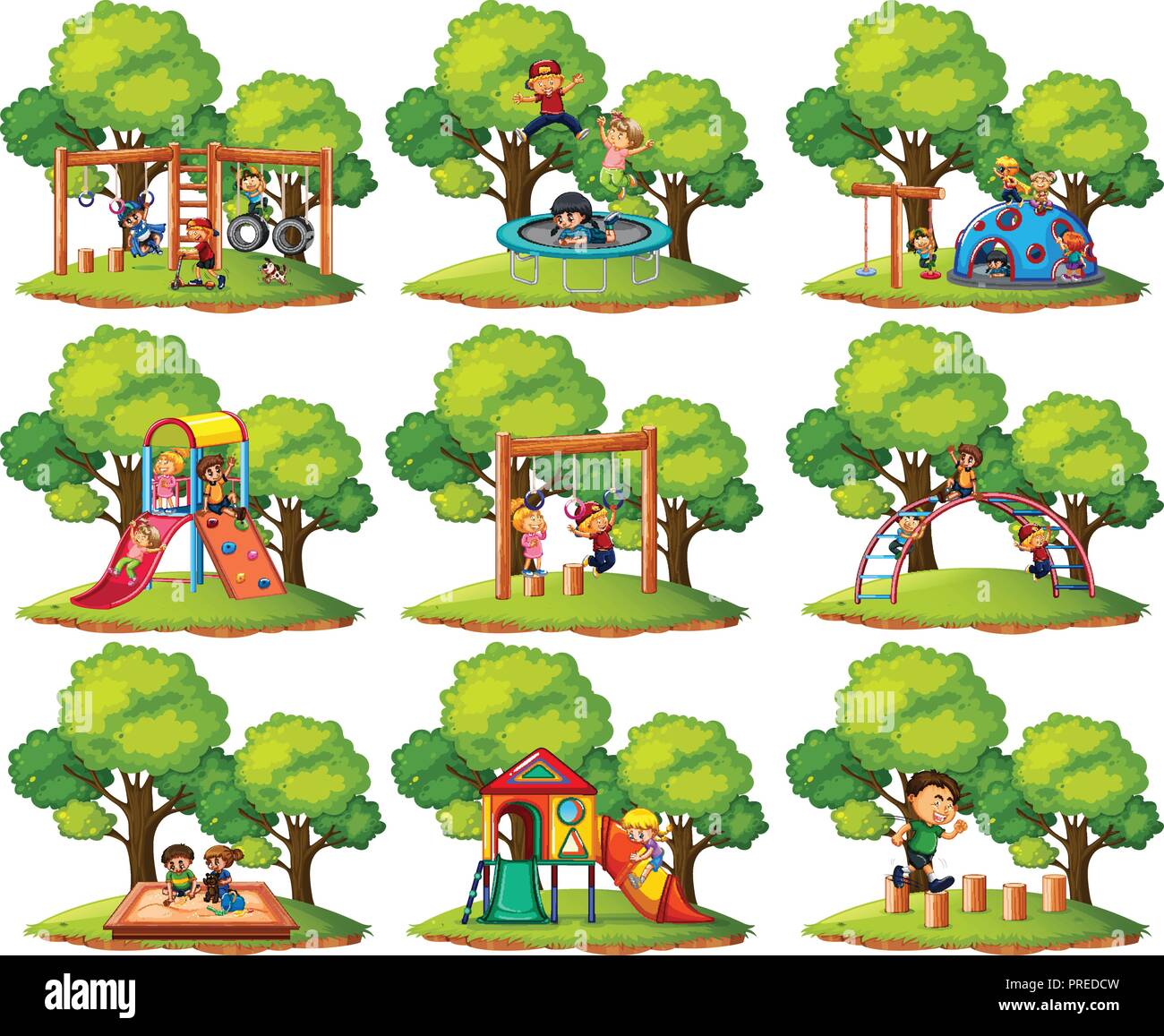 Set of playground park scenes illustration Stock Vector Image & Art - Alamy