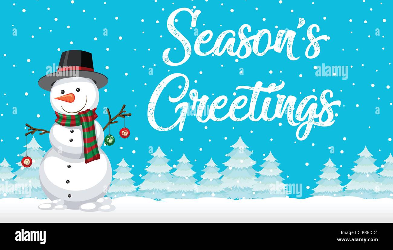 Season greetings snowman card illustration Stock Vector Image & Art - Alamy