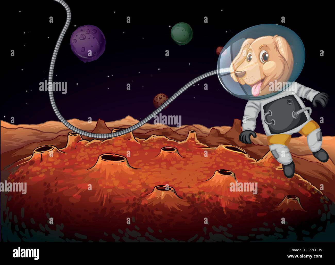 A dog astronaut in space illustration Stock Vector Image & Art - Alamy