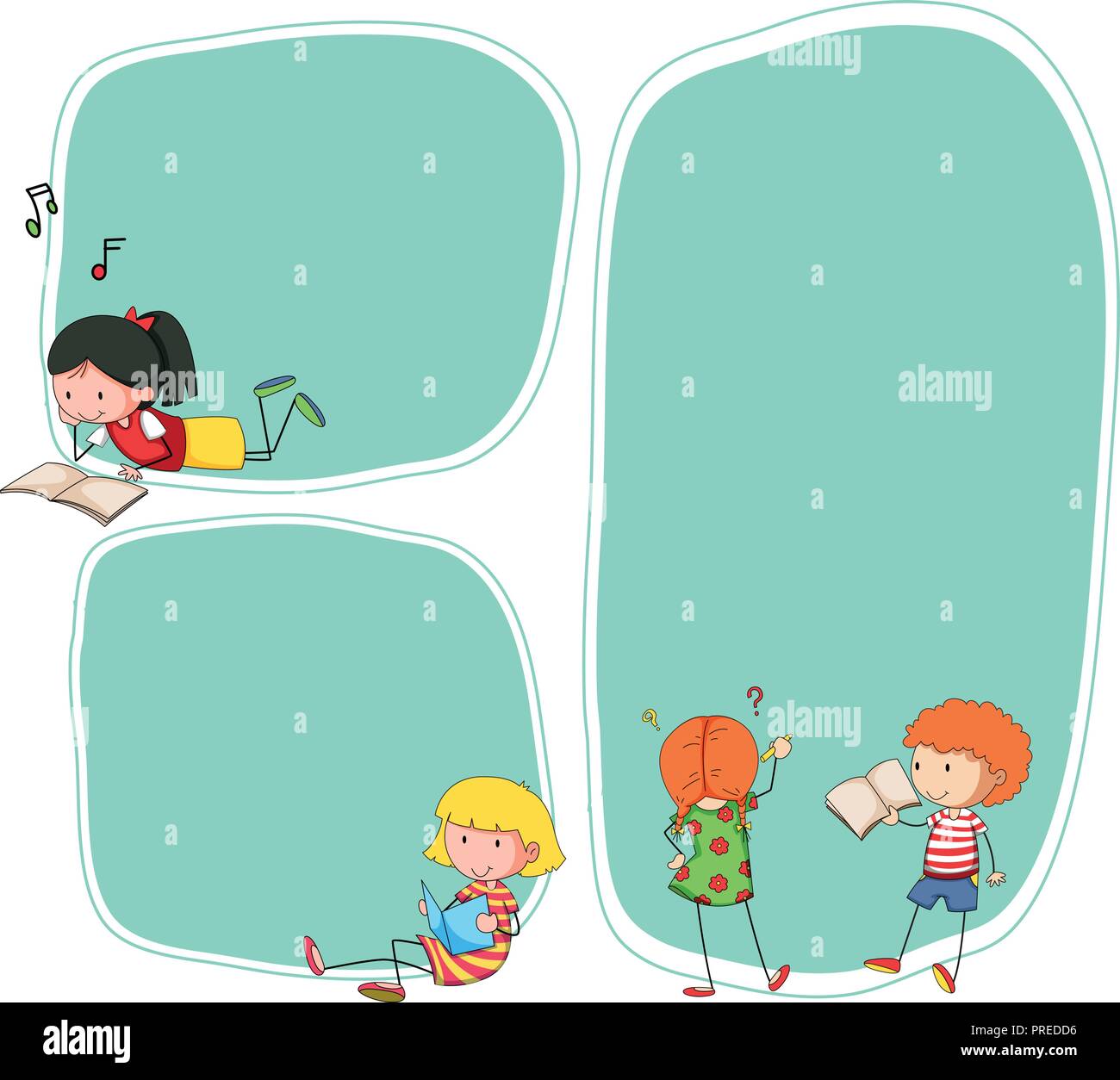 Boy and girl on blank note illustration Stock Vector Image & Art - Alamy