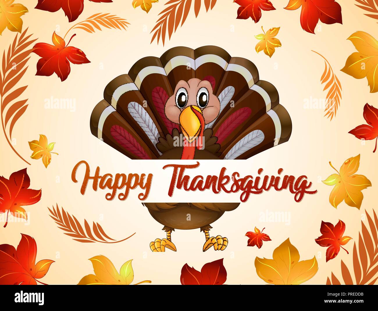 Happy thanksgiving turkey in autumn illustration Stock Vector Image ...