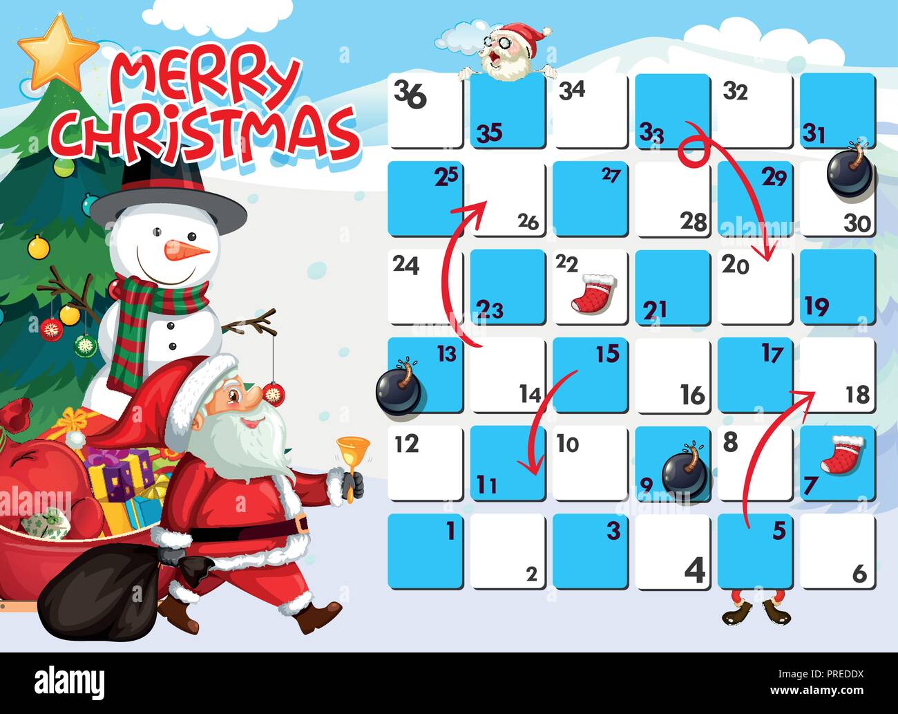 Santa on board game template illustration Stock Vector Image & Art - Alamy