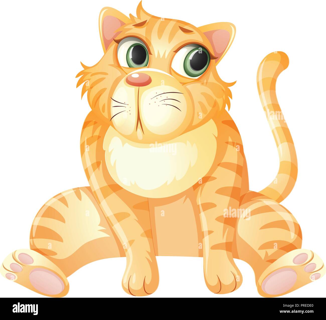 A yellow cat sitting on white background illustration Stock Vector ...