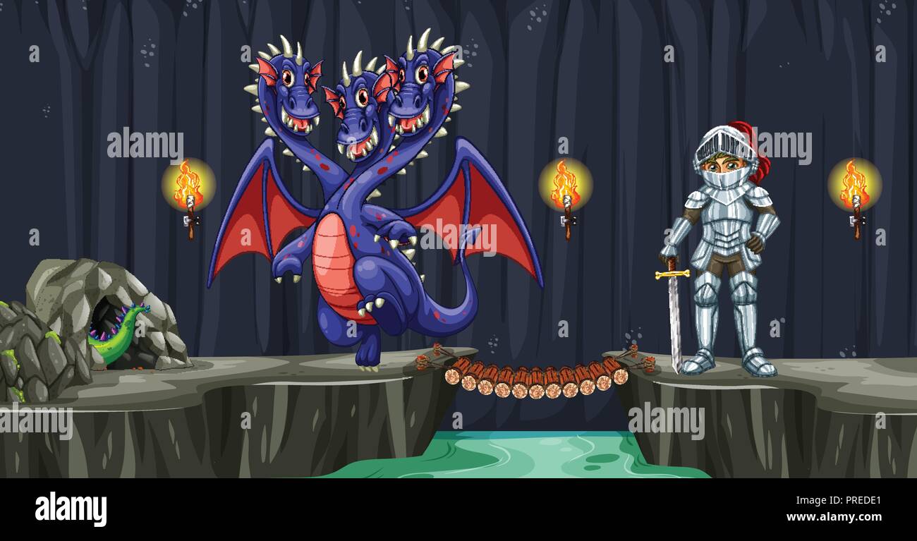 A knight fight with dragon illustration Stock Vector Image & Art - Alamy