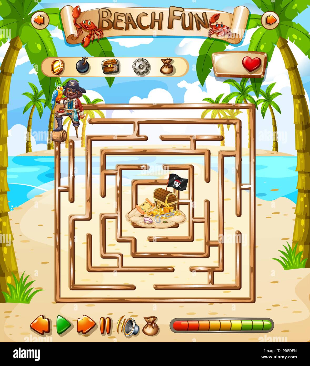 Beach fun maze game template illustration Stock Vector Image & Art - Alamy