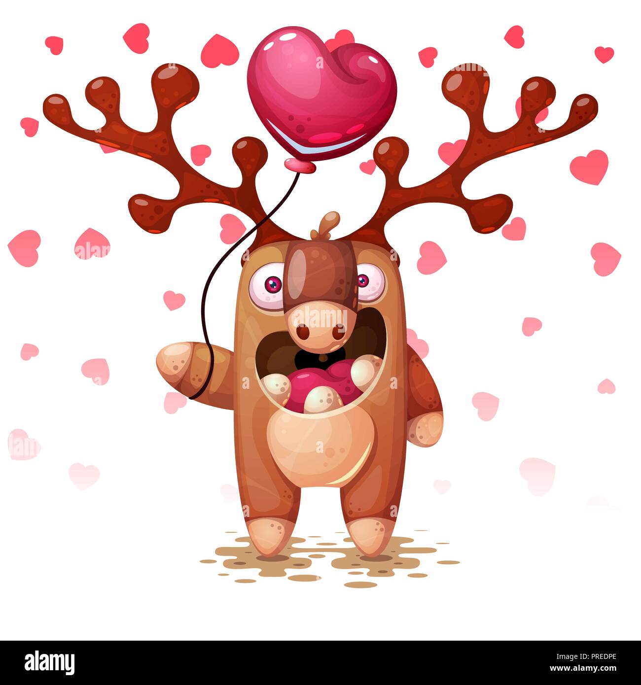 Crazy deer with balloon. Heart and love Stock Vector Image & Art - Alamy