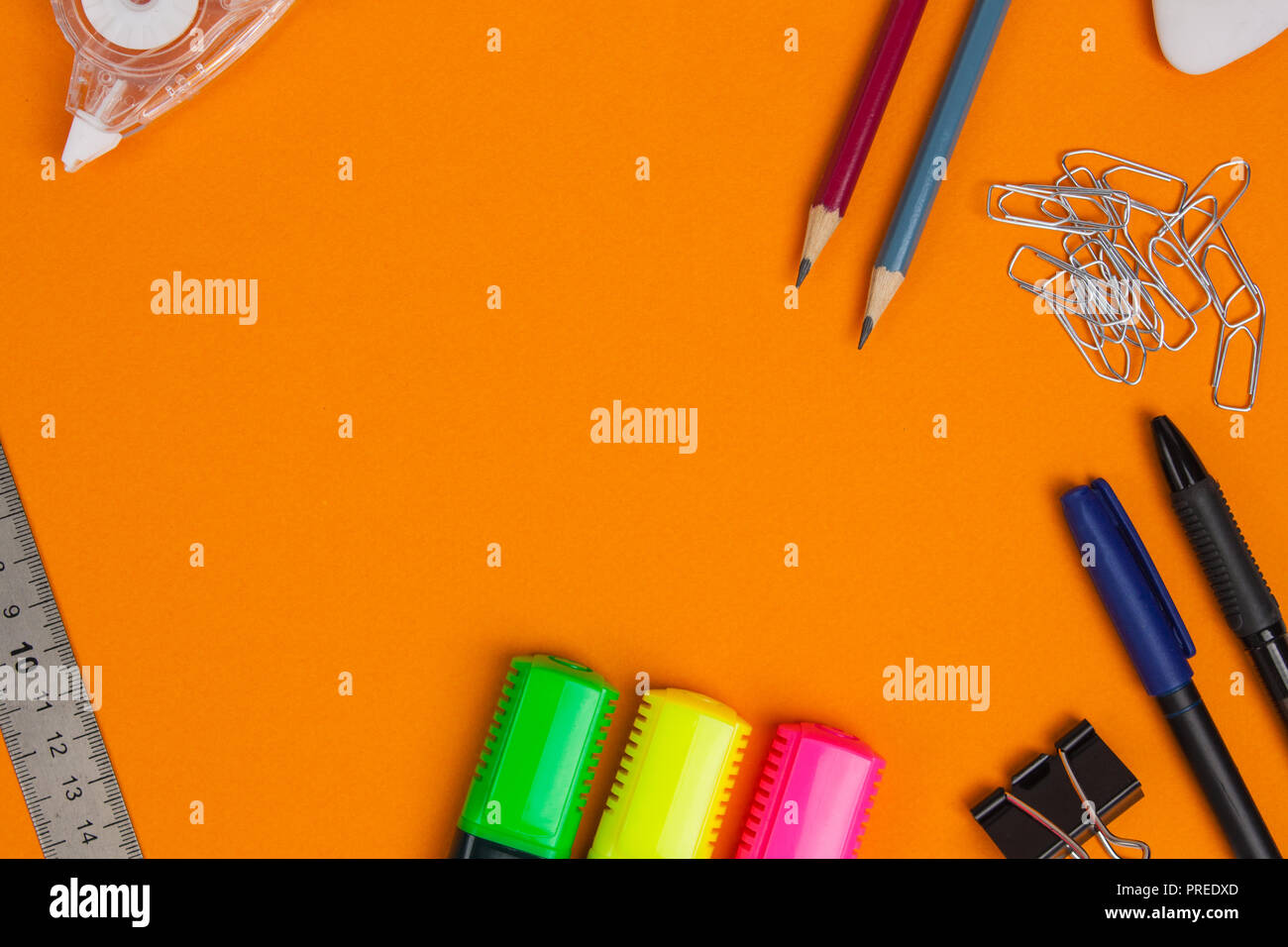 Orange school supplies hi-res stock photography and images - Alamy