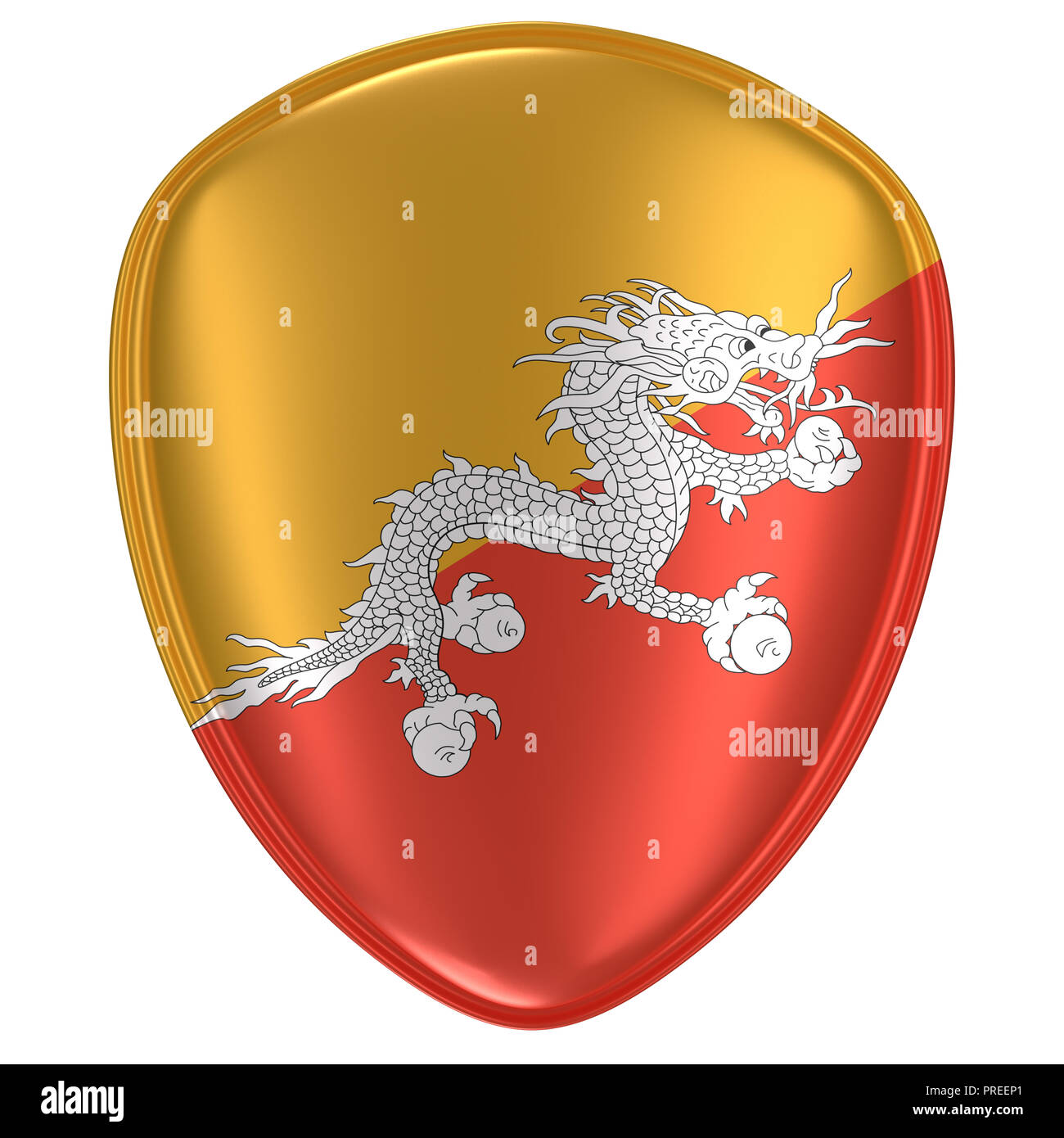 3d rendering of a Bhutan flag icon on white background Stock Photo - Alamy
