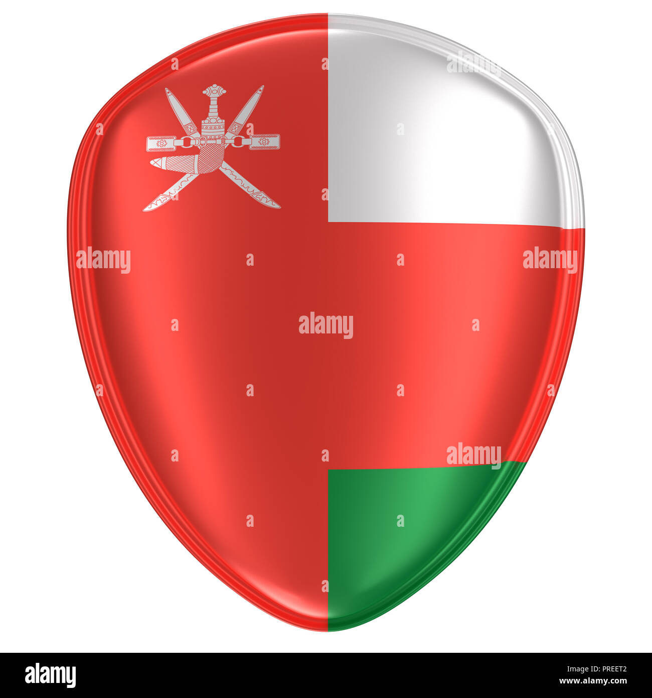 3d rendering of an Oman flag icon on white background Stock Photo - Alamy