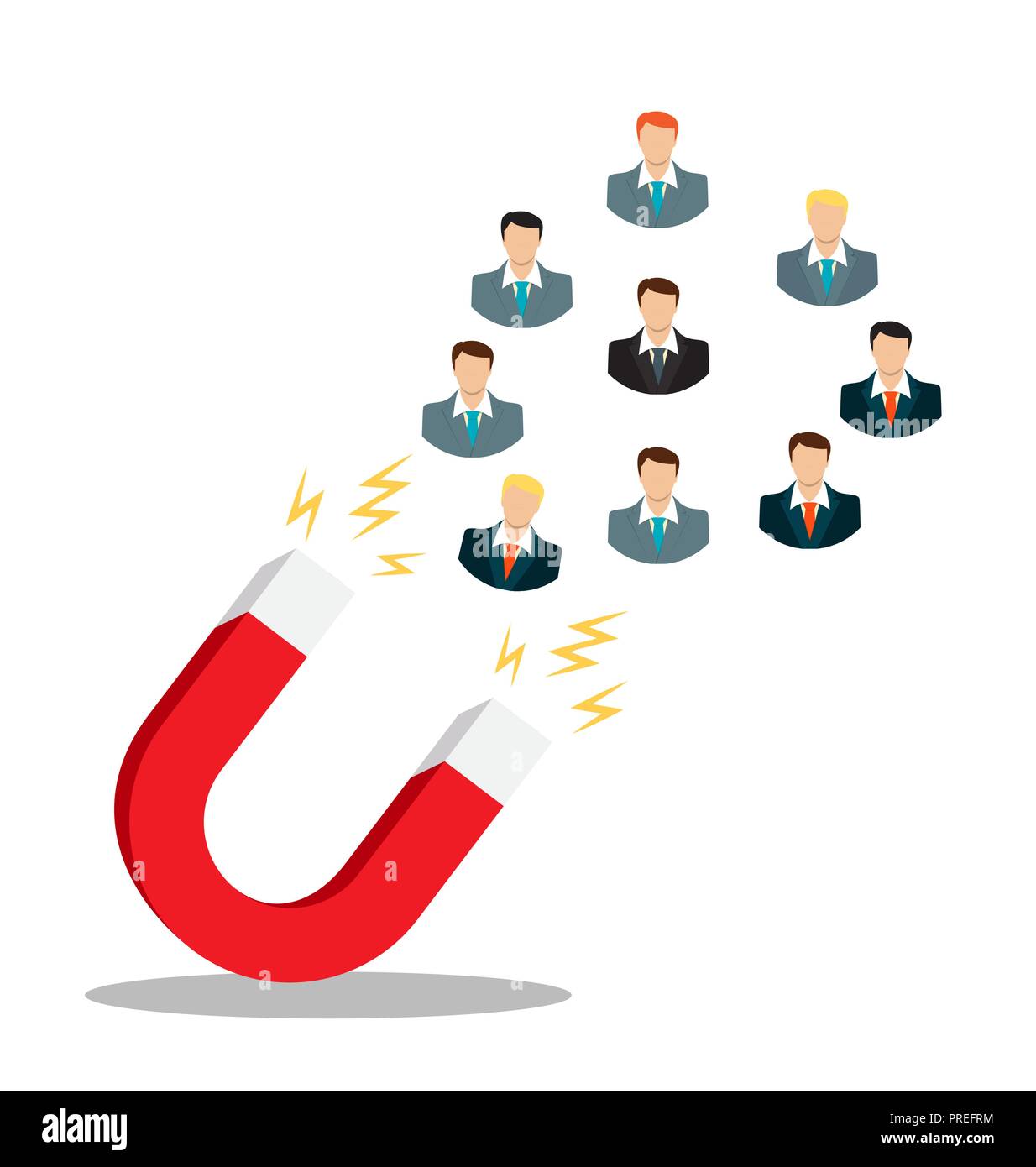 Business concept of hand hold magnet attract leads .Vector Illustration ... Business concept of hand hold magnet attract leads .Vector Illustration ...