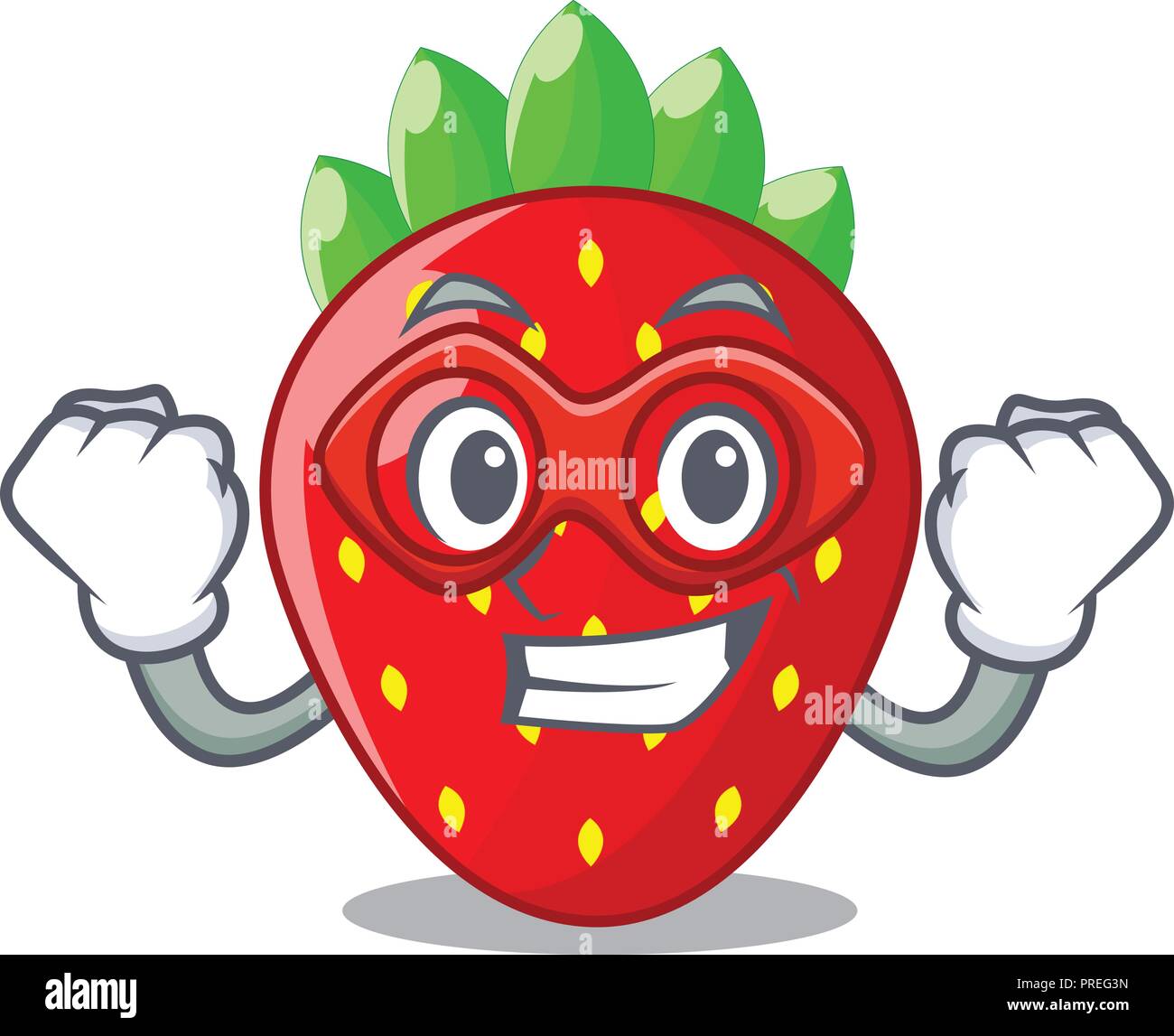 Super hero strawberries fruit in wooden bowl cartoon Stock Vector Image ...