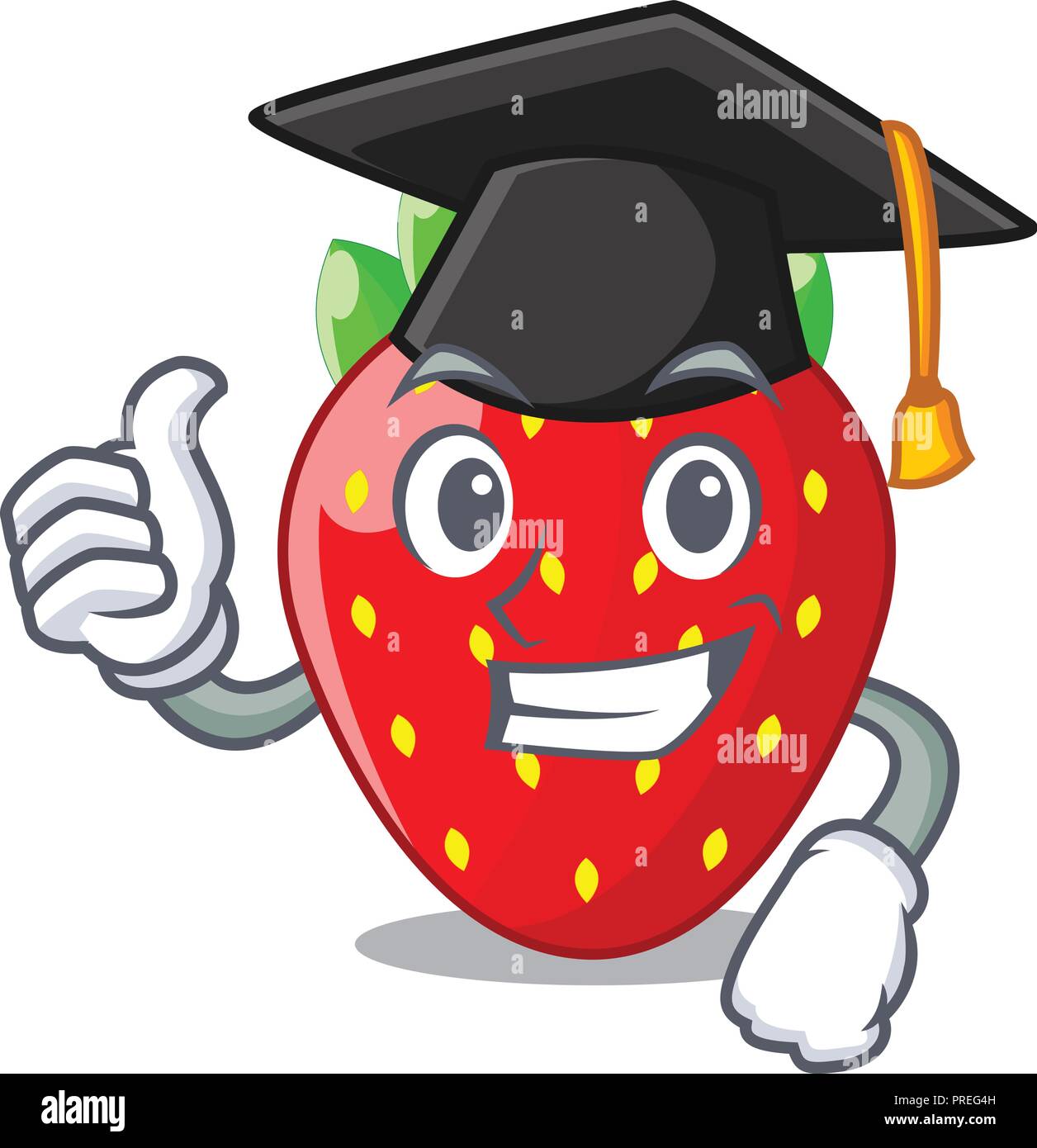 Graduation strawberries fruit in wooden bowl cartoon Stock Vector Image ...