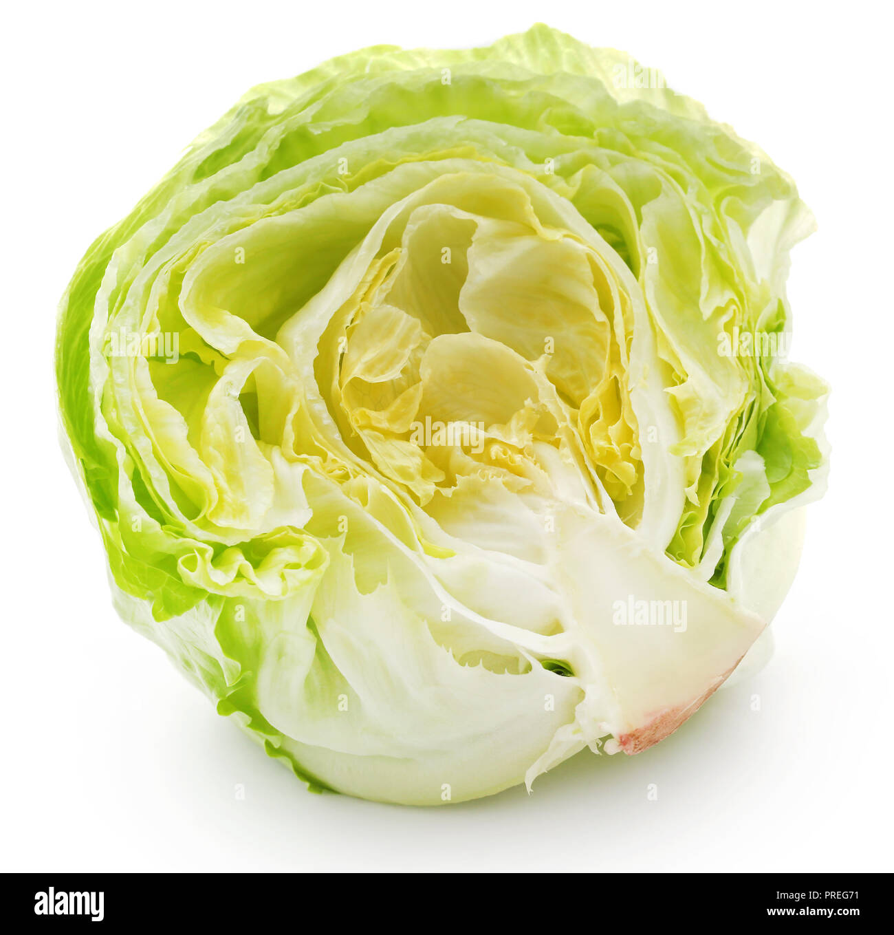 Iceberg lettuce fresh and sliced over white background Stock Photo - Alamy
