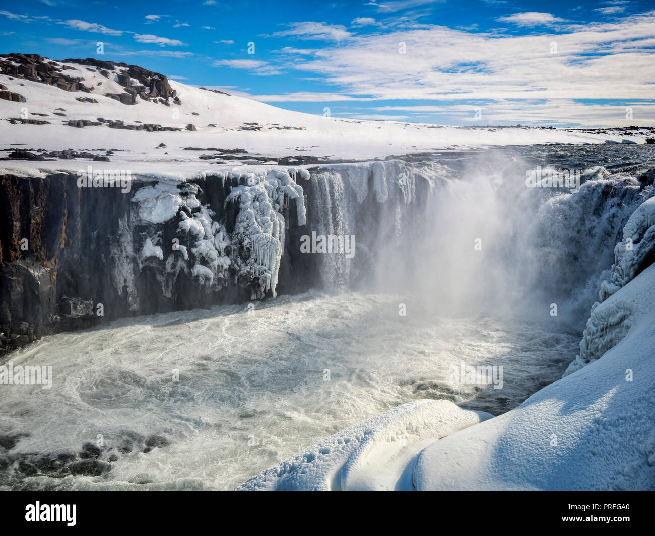 Selfoss waterfall on the Jokulsa a Fjollum river in Northern Iceland ...