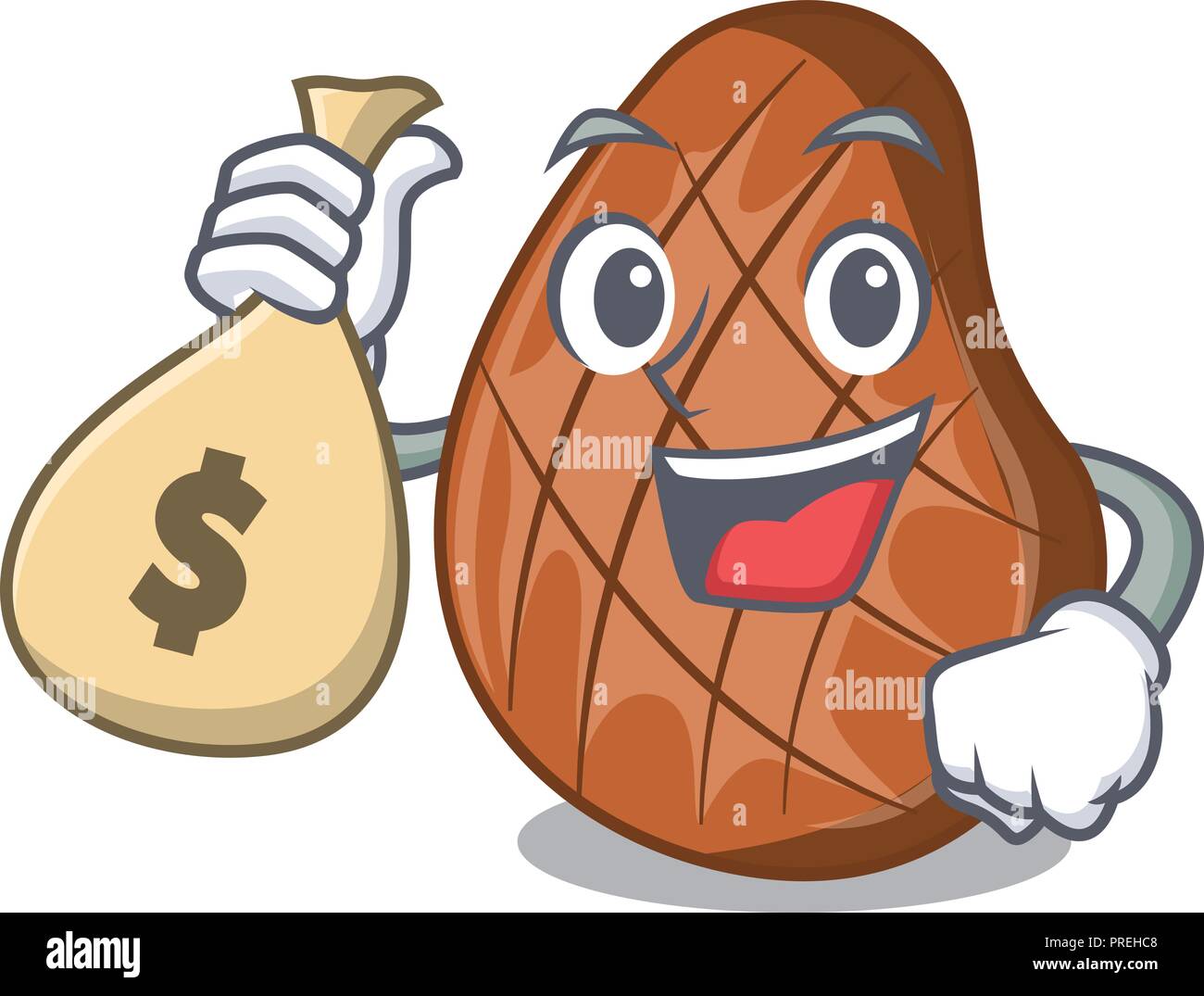 With money bag grilled beef steak on plate cartoon Stock Vector Image ...