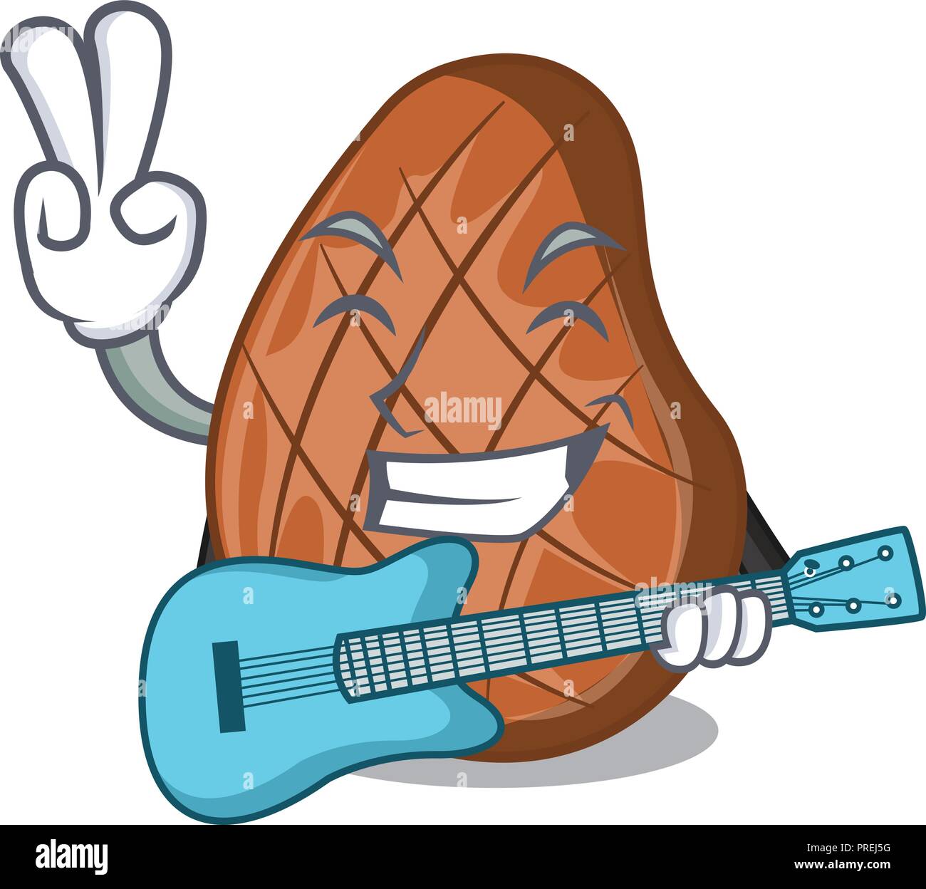 With guitar cooked grilled beef steaks in cartoon kitchen Stock Vector ...