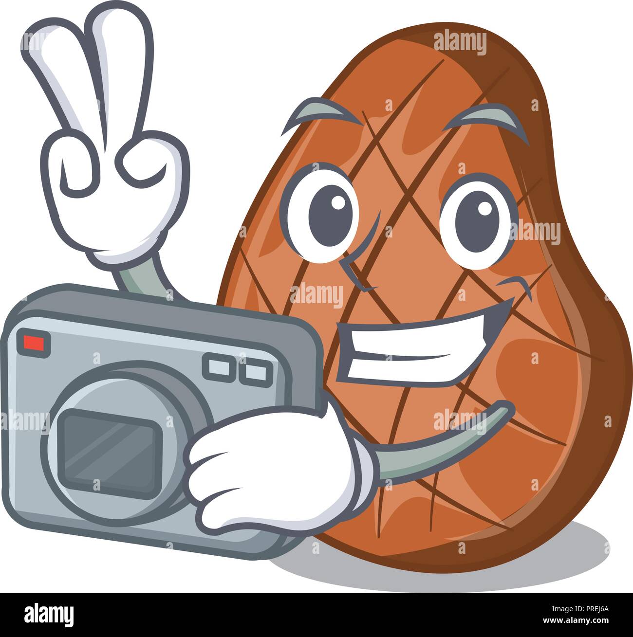 Photographer cooked grilled beef steaks in cartoon kitchen Stock Vector ...