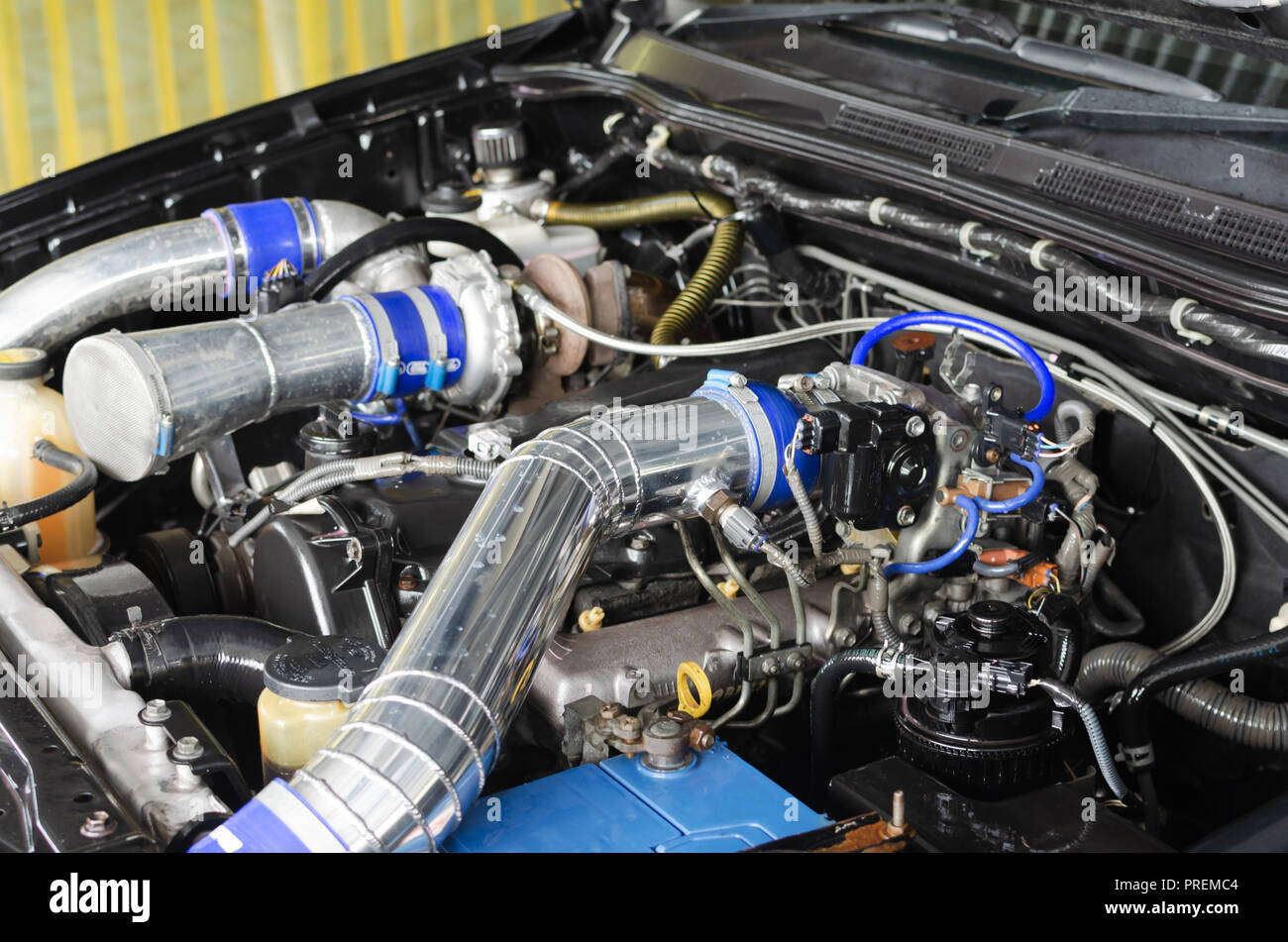 Close up shot of car engine details Stock Photo - Alamy