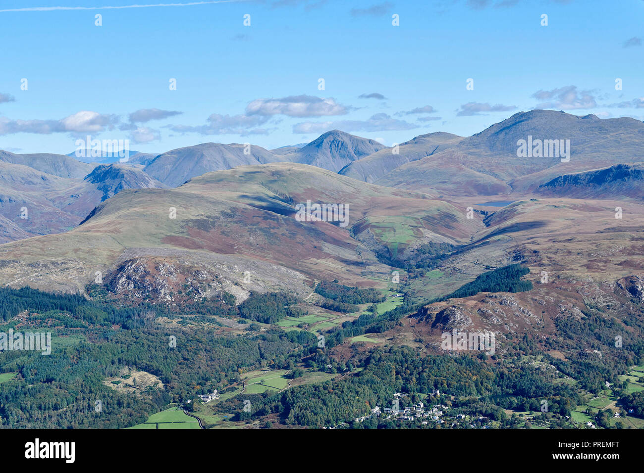 The fells and mountains of the Lake District national park, shot from ...