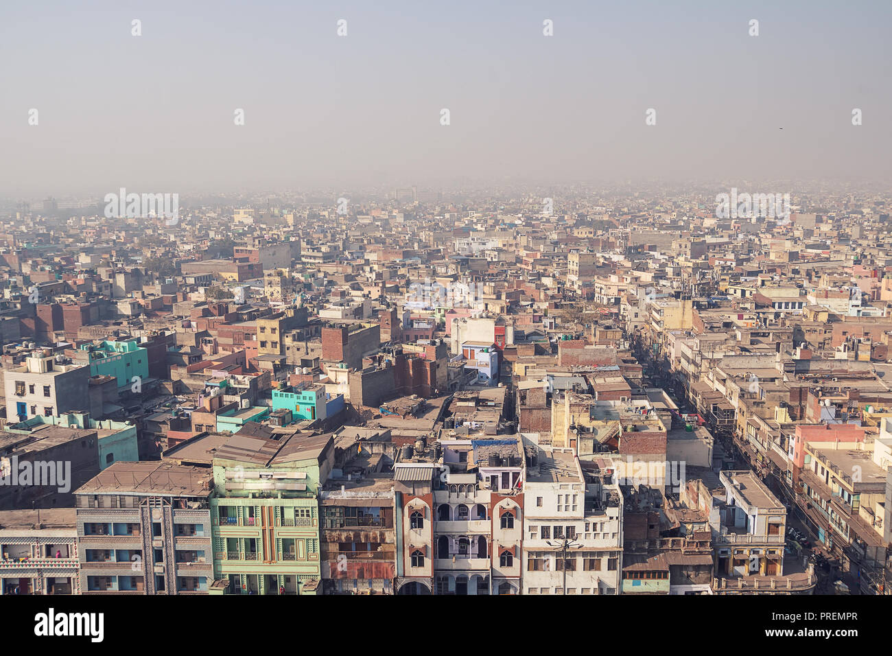 View of Delhi Buildings on a clear day. India's capital and a massive ...