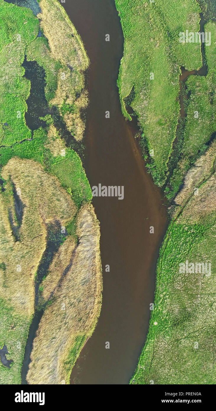 Aerial view of natural river in spring Stock Photo - Alamy