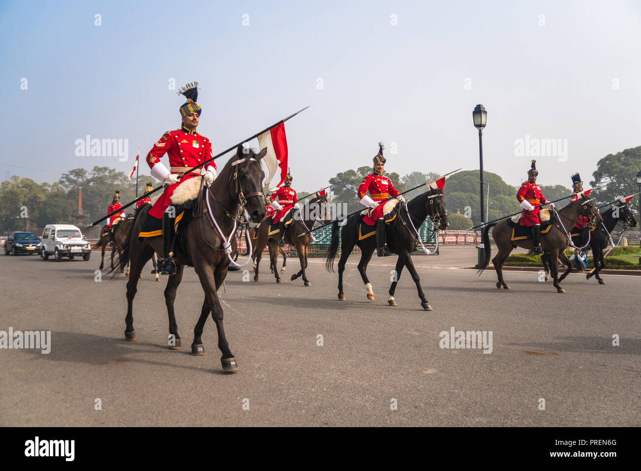 New Delhi, India, 26 January 2018: The mounted Presidential bodyguards ...