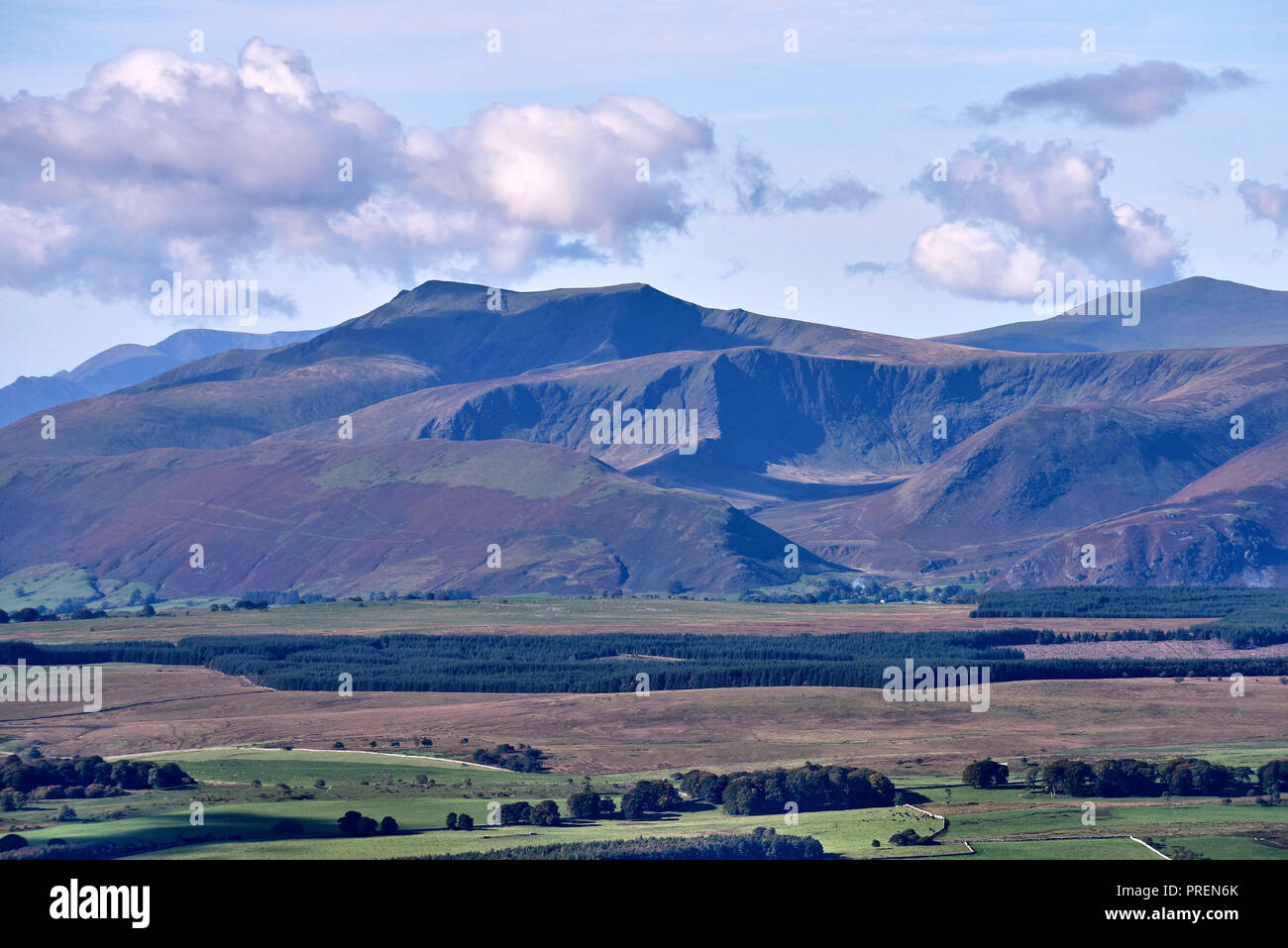An aerial view of the Lake District Fells, from north of Penrith, North ...